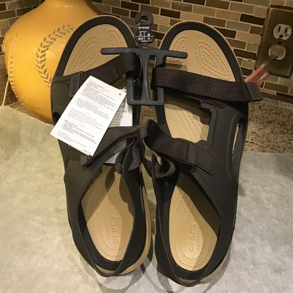 CROCS | Shoes | Nwt Mens Brown Crocs With Velcro Fasteners | Poshmark